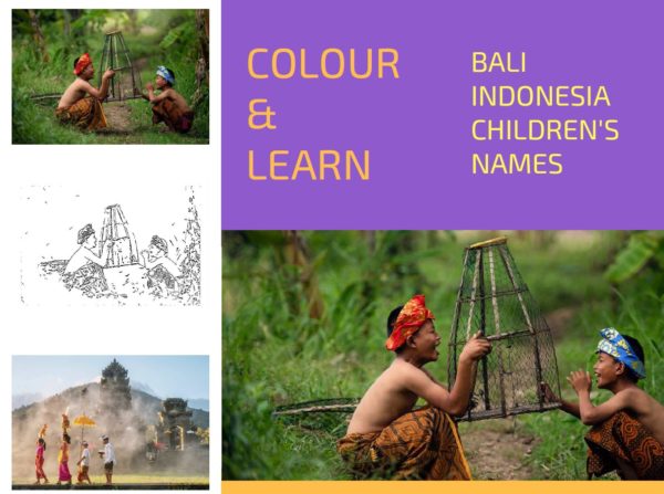 Bali Indonesia free colouring page childrens names Colour & Learn ...